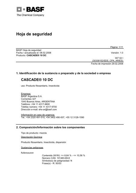 Hoja de seguridad - Basf
