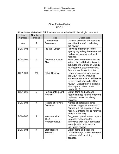 CILA Review Packet (pdf) - Illinois Department of Human Services