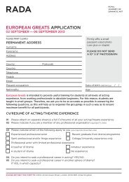acting application form - Rada