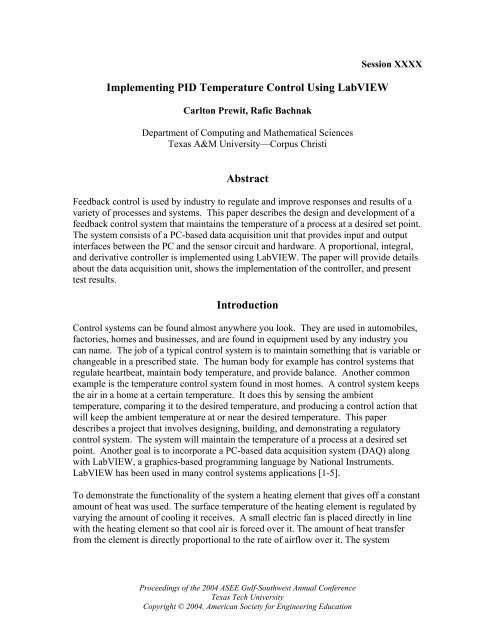 Implementing PID Temperature Control Using LabVIEW Implementing PID Temperature Control Using LabVIEW