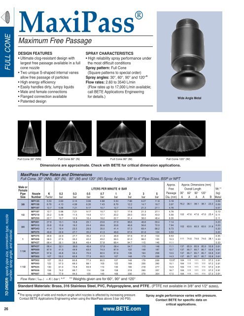 Open Performance Data Table - SI/Metric units