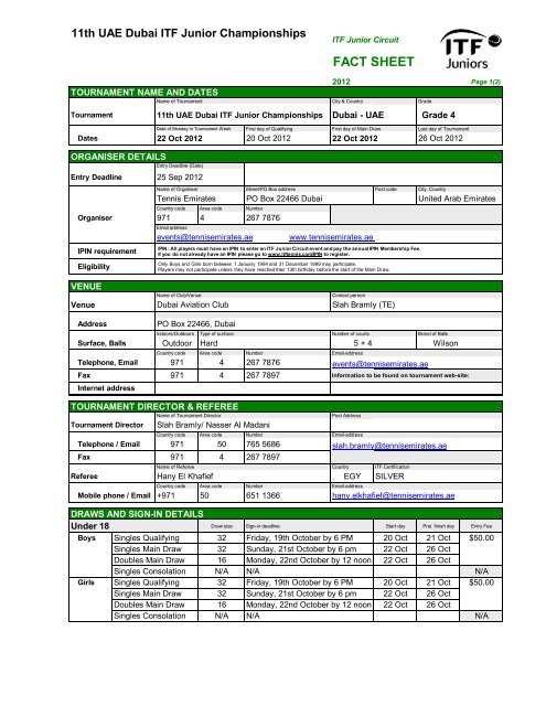 Dubai 2012 ITF Junior Fact Sheet.xlsx - Tennis Emirates