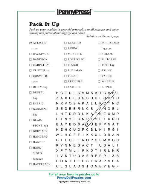 Word Seek 1 - PennyDellPuzzles