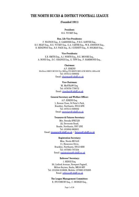 Handbook 2013-14 - The North Bucks & District Football League
