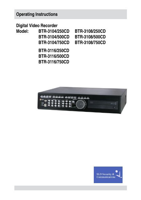 BTR Series Manual - SLD Security & Communications