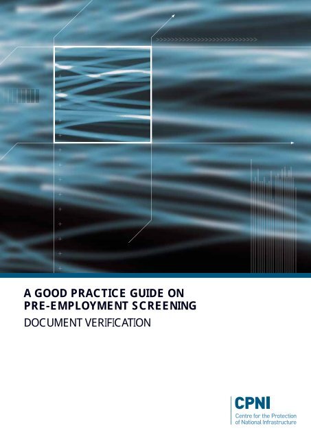 Document verification - a good practice guide on pre ... - CPNI