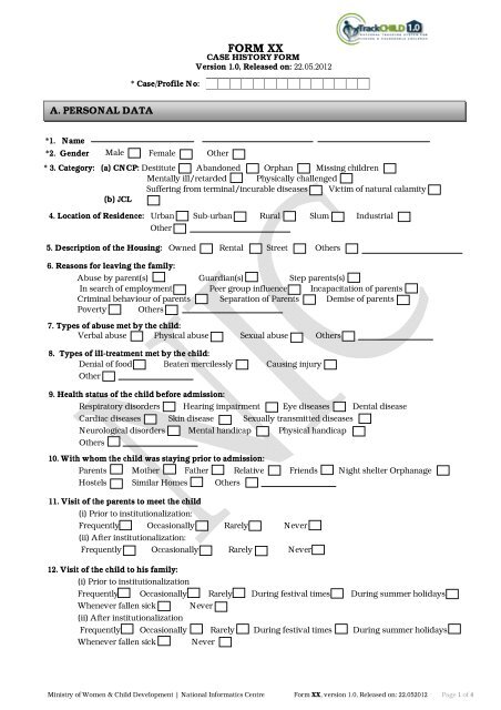 FORM XX - Track Missing Child