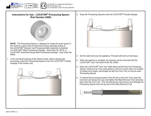 Instructions for Use: LOCATOR Processing Spacer ... - XPdent.com