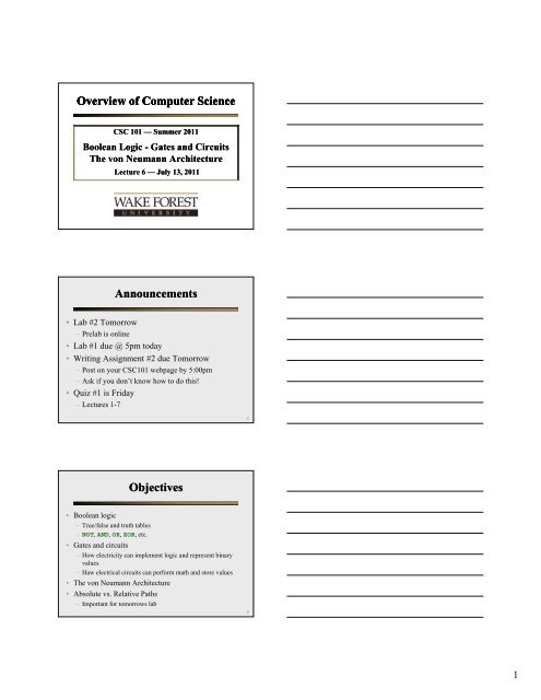Boolean Logic / von Neumann Architecture
