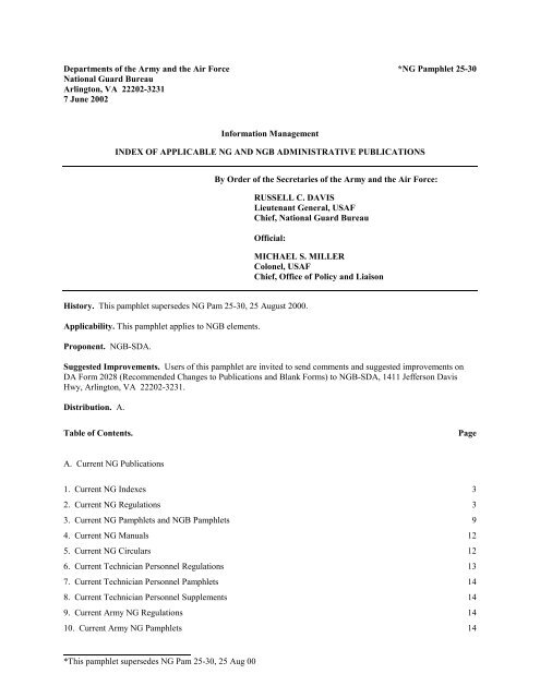 NG Pam 25-30 - NGB Publications and Forms Library - U.S. Army