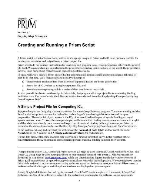 Prism scripts - GraphPad