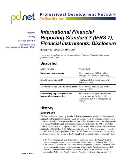 IFRS 7, Financial Instruments: Disclosure - PD Net