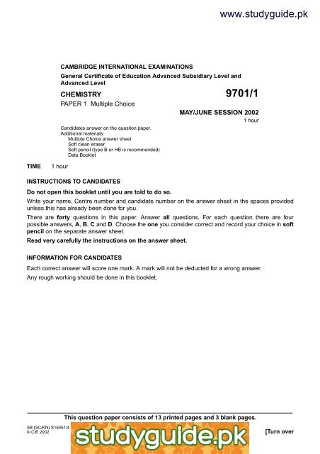 9701/1 - StudyGuide.PK