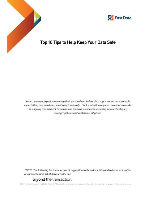 Top 10 Tips to Help Keep Your Data Safe - First Data