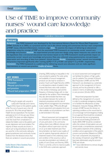 Use of TIME to improve community nurses' wound care knowledge ...