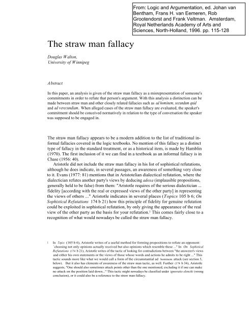 The straw man fallacy - Douglas Walton's