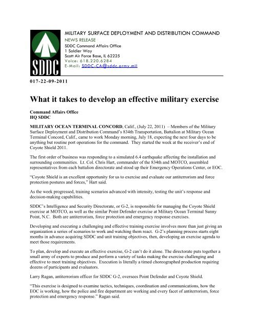 What it takes to develop an effective military exercise - SDDC