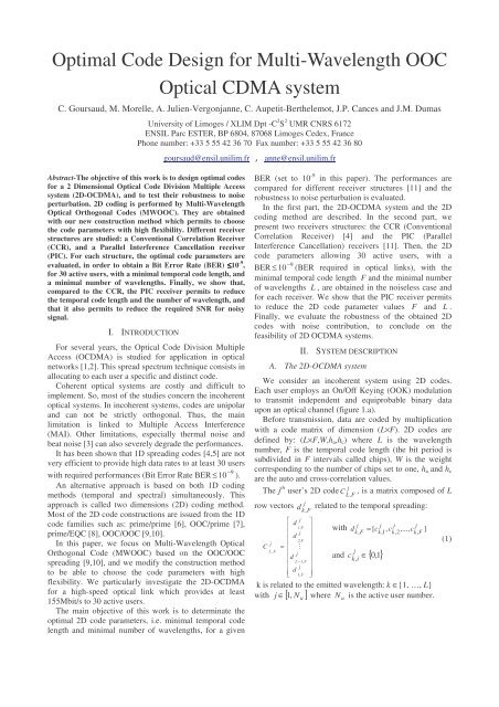 Optimal Code Design for Multi-Wavelength OOC Optical CDMA system