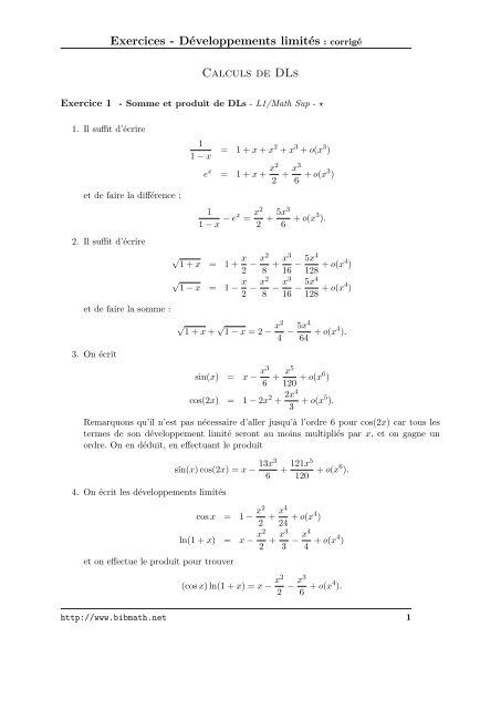 CorrigÃ©s - Bibmath