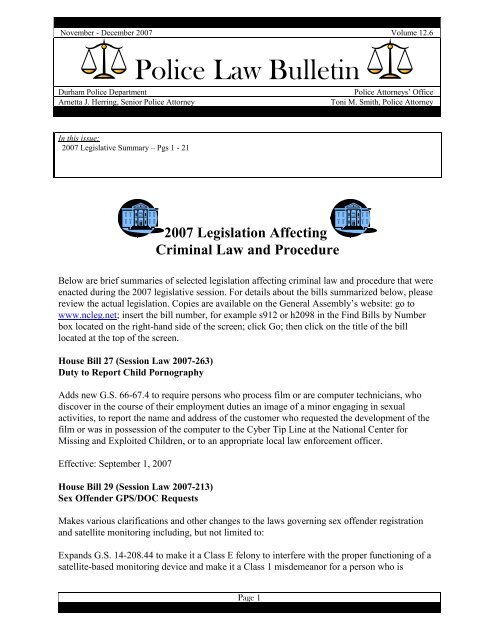 Police Law Bulletin - DPD Officers Supplemental Information