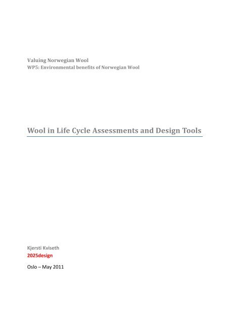 Wool in Life Cycle Assessments and Design Tools - SIFO