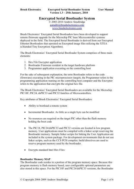 Encrypted Serial Bootloader System - Brush Electronics