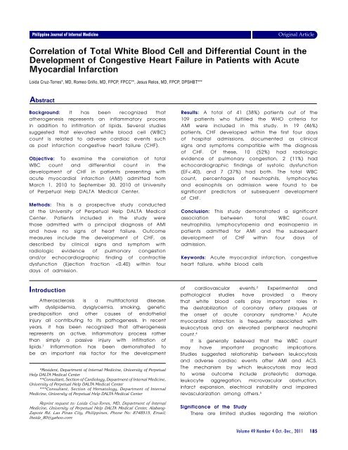 Correlation of Total White Blood Cell and Differential Count in the ...
