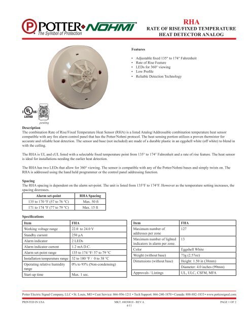 RAte of Rise/fixed tempeRAtuRe heAt detectoR AnAlog - DWG