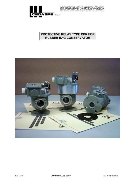 Rubber bag protector relays CPR - Cedaspe