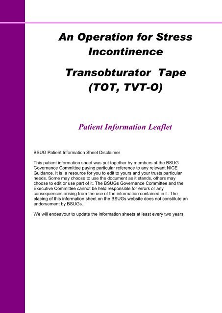 Transobturator Tape