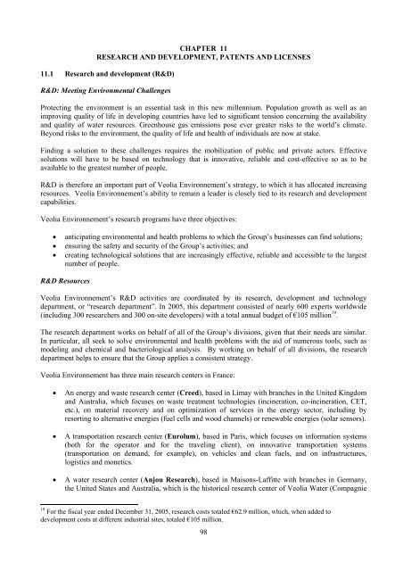R&D - Veolia Finance