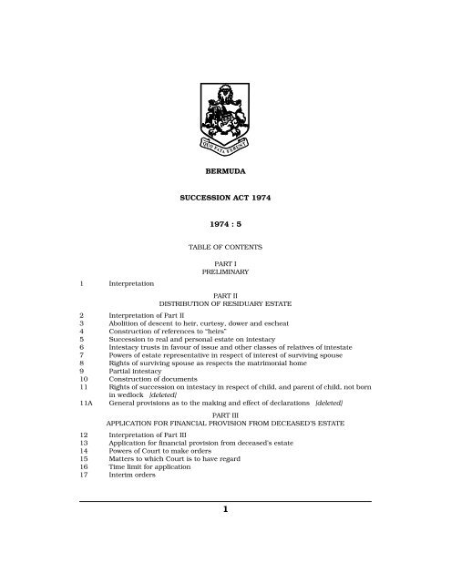 Succession Act 1974 - Bermuda Laws Online