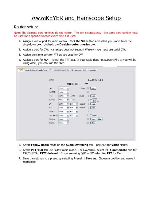 micro KEYER and Hamscope Setup - microHAM