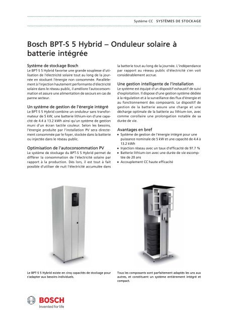 Bosch BPT-S 5 Hybrid â Onduleur solaire Ã batterie intÃ©grÃ©e - tritec
