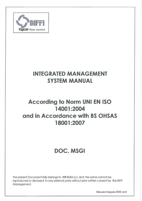 integrated management system manual - biffi