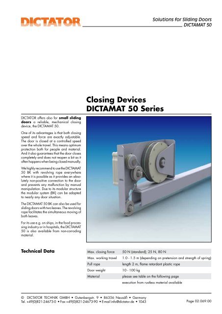 21 DICTAMAT 50 Sliding Door Closer - Dictator