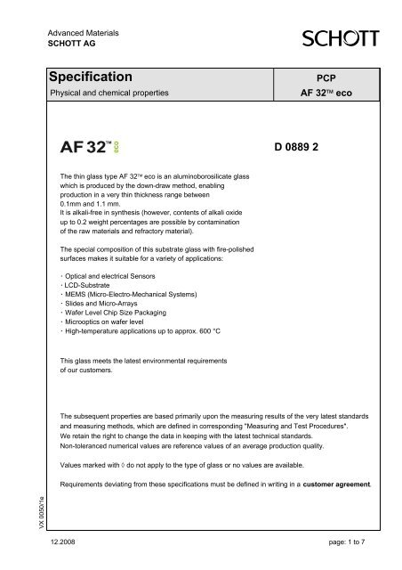 Schott AF 32 ECO - Mark Optics Inc.