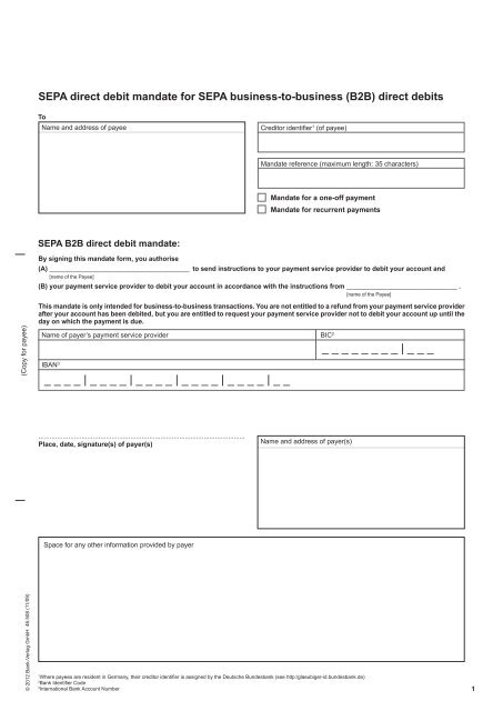 SEPA direct debit mandate SEPA B2B direct debits - Danske Bank