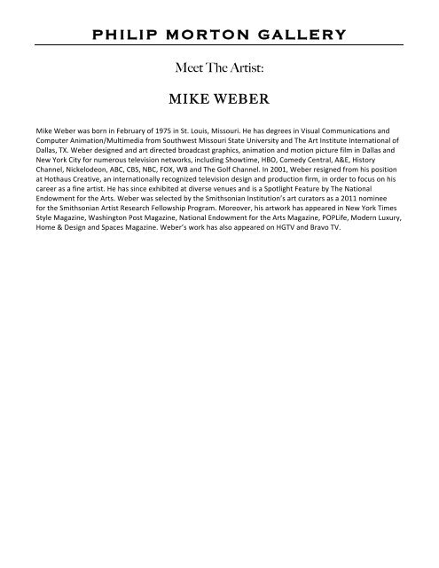 Mike Weber - Philip Morton Gallery