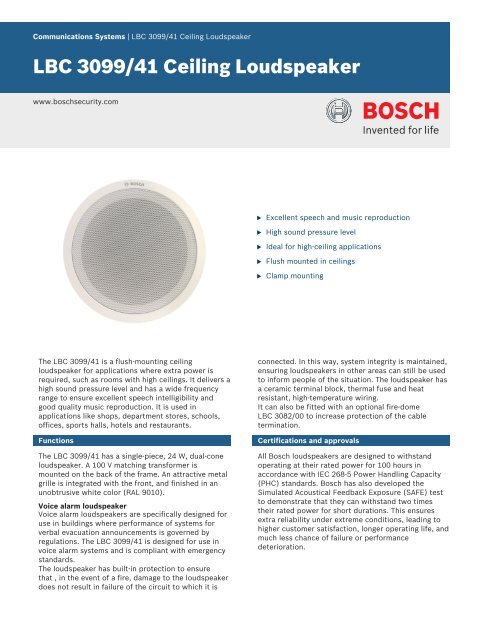 LBC 3099/41 Ceiling Loudspeaker - Bosch Security Systems