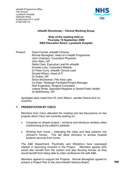 Notes 100909 - NHS Fife