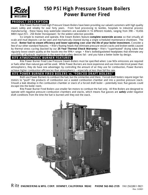 150 PSI High Pressure Steam Boilers Power ... - California Boiler