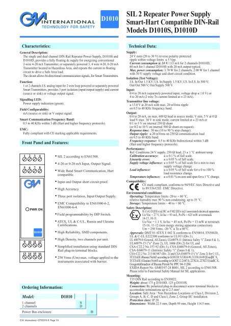 D1010 Datasheet - SRP Control Systems