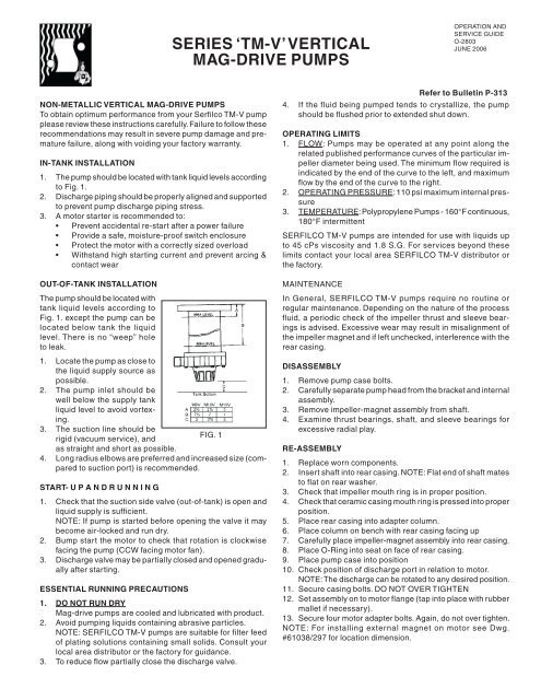 SERIES 'TM-V' VERTICAL MAG-DRIVE PUMPS - Serfilco