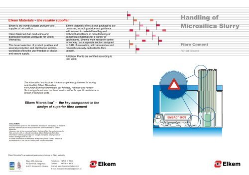 Handling of Microsilica Slurry - Elkem