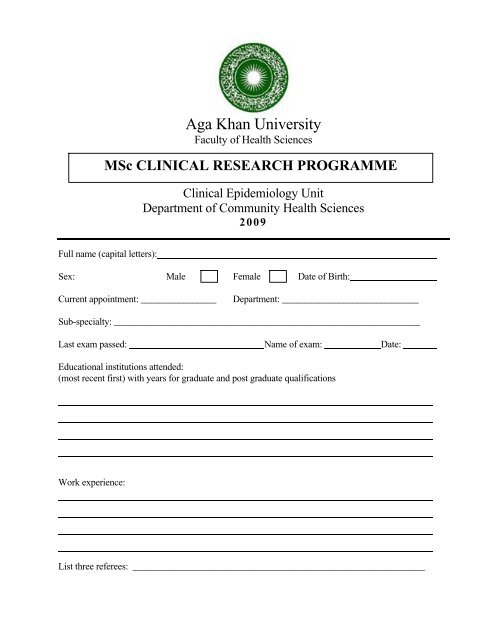 Application Form - Aga Khan University