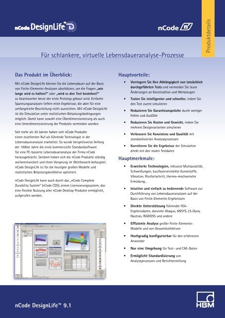 Für schlankere, virtuelle Lebensdaueranalyse-Prozesse - HBM nCode