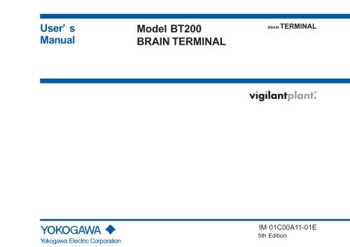 User's Manual Model BT200 BRAIN TERMINAL - Yokogawa