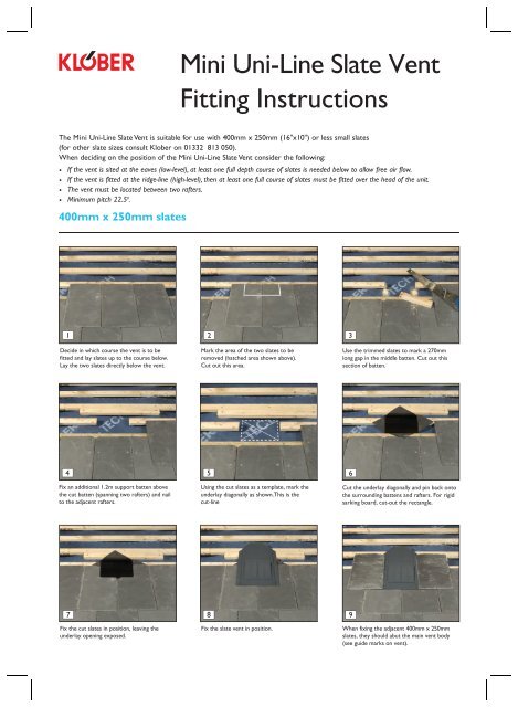 Mini Uni Line Slate Vent fitting instructions - Klober