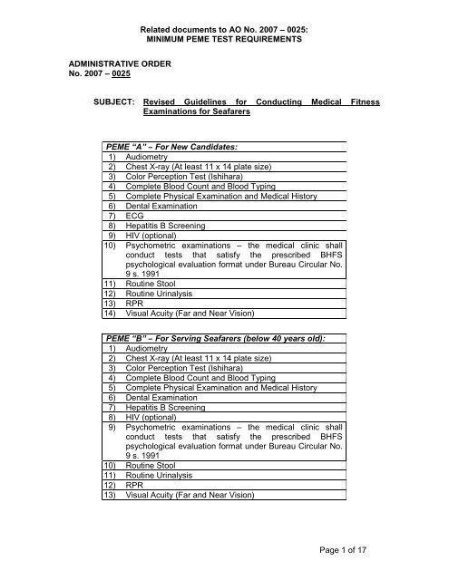 Related Documents and Requirements - DOH